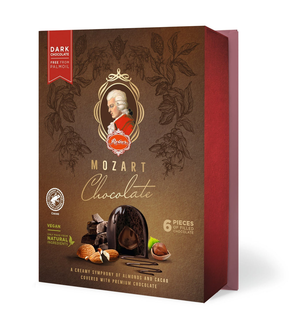 Reber Mozartkugeln Dark Chocolate Portrait Box 6 Piece Vegan – One Stop ...
